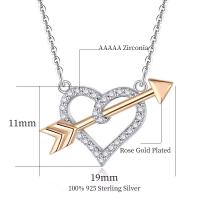 China YASVITTI OEM ODM High Quality 925 Sterling Silver Cupid Necklace Rose Gold Plated Heart Arrows Necklace For Lover Gift for sale
