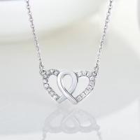 China YASVITTI White Cubic Zirconia  Rhodium Plated 925 Double Sterling Silver Heart Pendant Necklace Jewelry Valentine  Gift for sale