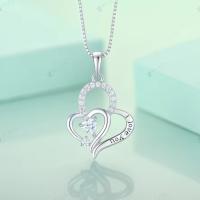 China YASVITTI  I Love You Heart Pendant Necklace Multi Colored Heart Cubic Zirconia Luxury Silver 925 Heart Necklace Jewelry for sale