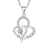 China YASVITTI  I Love You Heart Pendant Necklace Multi Colored Heart Cubic Zirconia Luxury Silver 925 Heart Necklace Jewelry for sale