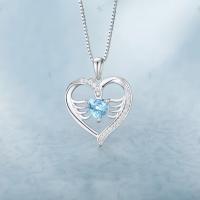 China YASVITTI 925 Sterling Silver Heart Topaz & Cubic Zirconia Angel Wing Pendant Necklace Romantic Jewelry for Women for sale