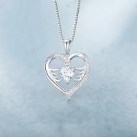 China YASVITTI 925 Sterling Silver Heart Topaz & Cubic Zirconia Angel Wing Pendant Necklace Romantic Jewelry for Women for sale