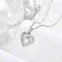 China YASVITTI 925 Sterling Silver Double Hollow CZ Stone Diamond Jewelry Custom Large Mini Heart Shaped Pendant Necklace for sale