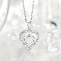 China YASVITTI 925 Sterling Silver Double Hollow CZ Stone Diamond Jewelry Custom Large Mini Heart Shaped Pendant Necklace for sale
