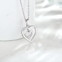 China YASVITTI 925 Sterling Silver Double Hollow CZ Stone Diamond Jewelry Custom Large Mini Heart Shaped Pendant Necklace for sale