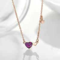 China YASVITTI Valentine's Day Jewellery Gift 925 Sterling Silver Necklace Gemstone Diamond Rose Gold Plated Heart Necklace for sale