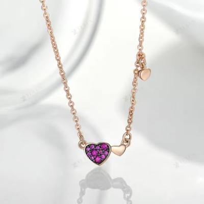 China YASVITTI Valentine's Day Jewellery Gift 925 Sterling Silver Necklace Gemstone Diamond Rose Gold Plated Heart Necklace for sale