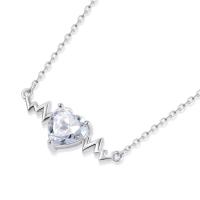 China YASVITTI 925 Sterling Silver Heartbeat Necklace Heart Shape 8A Cubic Zircon Women's Fine Jewelry for Gifts for sale