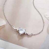 China YASVITTI 925 Sterling Silver Heartbeat Necklace Heart Shape 8A Cubic Zircon Women's Fine Jewelry for Gifts for sale
