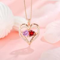 China YASVITTI 925 Sterling Silver Eternal Love Heart Pendant Necklace Personalized Rose Gold Plated Crystals CZ Necklace for sale