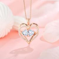 China YASVITTI 925 Sterling Silver Eternal Love Heart Pendant Necklace Personalized Rose Gold Plated Crystals CZ Necklace for sale