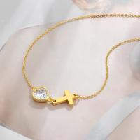 China YASVITTI Bezel Heart  Cubic Zirconia Necklace 925 Silver Classic Cross Plain Necklace 18K Gold Plated Wholesale Factory for sale