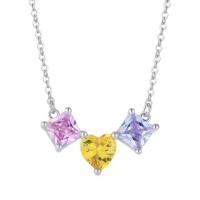 China YASVITTI 925 Sterling Silver Multicolored Heart-Shaped Zirconia Pendant Necklace Rhodium Plated Jewelry Wholesale for sale