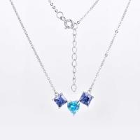 China YASVITTI 925 Sterling Silver Multicolored Heart-Shaped Zirconia Pendant Necklace Rhodium Plated Jewelry Wholesale for sale