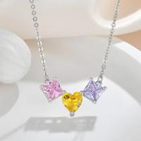 China YASVITTI 925 Sterling Silver Multicolored Heart-Shaped Zirconia Pendant Necklace Rhodium Plated Jewelry Wholesale for sale
