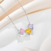 China YASVITTI 925 Sterling Silver Multicolored Heart-Shaped Zirconia Pendant Necklace Rhodium Plated Jewelry Wholesale for sale