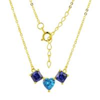 China YASVITTI 925 Sterling Silver Multicolored Heart-Shaped Zirconia Pendant Necklace Rhodium Plated Jewelry Wholesale for sale