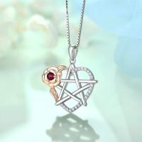 China YASVITTI 925 Sterling Silver Pentagram Star  Heart Pendant Necklace Set Cubic Zirconia and Rose Gold Plated Wholesale for sale