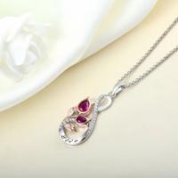China YASVITTI 925 Sterling Silver Classic Ruby Rose Flower Pendant Necklace Cubic Zircon Love Engraved Necklace Wholesale for sale