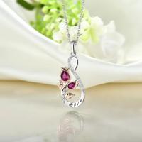 China YASVITTI 925 Sterling Silver Classic Ruby Rose Flower Pendant Necklace Cubic Zircon Love Engraved Necklace Wholesale for sale