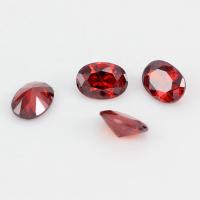 China 8*12mm Coloured moissanite Oval Blood Red Crystal Glass Moissanite for Engagement Rings for sale