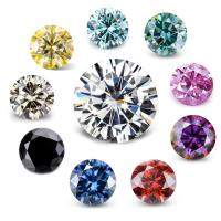 China Gem Best Round Cut Dark Green Loose Mossanite Stone For Women's Wedding Bands Optical Special Effects Color Play Or Fire for sale