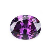 China 8x6mm Loose Gemstone European Machine Cut Amethyst Color Oval Shape Synthetic Cubic Zirconia Black for sale