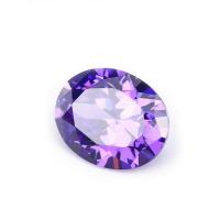 China 8x6mm Loose Gemstone European Machine Cut Amethyst Color Oval Shape Synthetic Cubic Zirconia Black for sale