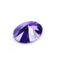 China 8x6mm Loose Gemstone European Machine Cut Amethyst Color Oval Shape Synthetic Cubic Zirconia Black for sale