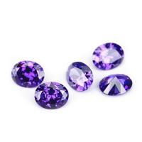 China 8x6mm Loose Gemstone European Machine Cut Amethyst Color Oval Shape Synthetic Cubic Zirconia Black for sale