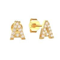 China Fashion Sterling Silver A-z Alphabet Earrings 18k Gold Plated 925 Silver Letter Stud Earrings for sale