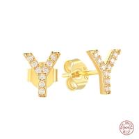 China Fashion Sterling Silver A-z Alphabet Earrings 18k Gold Plated 925 Silver Letter Stud Earrings for sale