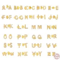 China Fashion Sterling Silver A-z Alphabet Earrings 18k Gold Plated 925 Silver Letter Stud Earrings for sale