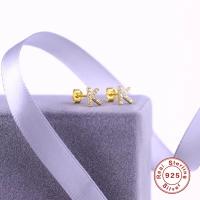China Fashion Sterling Silver A-z Alphabet Earrings 18k Gold Plated 925 Silver Letter Stud Earrings for sale