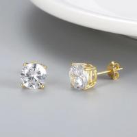 China Korean Fashion Earrings Jewelry 925 Sterling Silver Classic Single Diamond Earrings 2-10mm Zirconia Stud Earrings For Women for sale