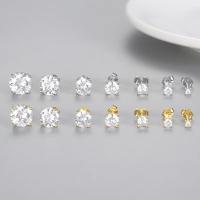 China Korean Fashion Earrings Jewelry 925 Sterling Silver Classic Single Diamond Earrings 2-10mm Zirconia Stud Earrings For Women for sale