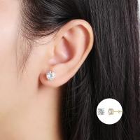 China Korean Fashion Earrings Jewelry 925 Sterling Silver Classic Single Diamond Earrings 2-10mm Zirconia Stud Earrings For Women for sale