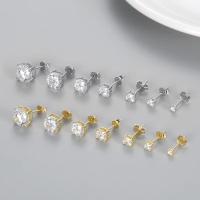 China Korean Fashion Earrings Jewelry 925 Sterling Silver Classic Single Diamond Earrings 2-10mm Zirconia Stud Earrings For Women for sale