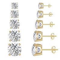 China Korean Fashion Earrings Jewelry 925 Sterling Silver Classic Single Diamond Earrings 2-10mm Zirconia Stud Earrings For Women for sale