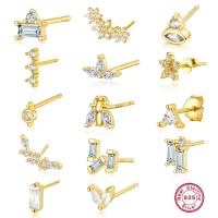 China 925 Sterling Silver Wholesale Jewelry Minimalist Small 925 Sterling Silver Zircon Stud Earrings Gold Plated Earrings For Women for sale