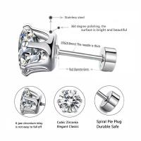China Fashionable Titanium Steel Fine Needle Stainless Steel Earrings Round 18k Gold-plated Zircon Earrings for sale