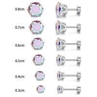 China Fashionable Titanium Steel Fine Needle Stainless Steel Earrings Round 18k Gold-plated Zircon Earrings for sale