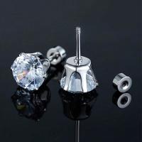 China Fashionable Titanium Steel Fine Needle Stainless Steel Earrings Round 18k Gold-plated Zircon Earrings for sale