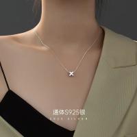 China Fashion Minimalist Jewelry 925 Sterling Silver Simple Necklace 26 Alphabet Letter Necklaces For Women for sale