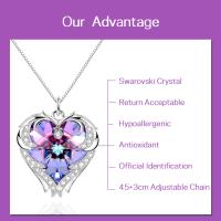 China Purple Sterling Silver Heart Pendant Necklace for sale