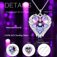 China 18in 0.29oz Sterling Silver Heart Pendant Necklace Trendy Pink Crystal Heart Pendant for sale