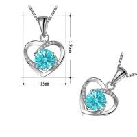 China 5A CZ Sterling Silver Heart Pendant Necklace for sale