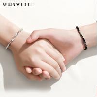 China 8.7in 7g Sterling Silver Jewelry Bracelets 3A CZ Black String Bracelet for sale