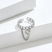 China 0.08CM 1.7g Sterling Silver Jewelry Rings Unisex Festival Smiling Face Ring for sale
