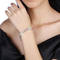 China 2.6in 0.38oz Square Crystal Bracelet 3 Layer Synthetic Slider Silver Bracelet for sale